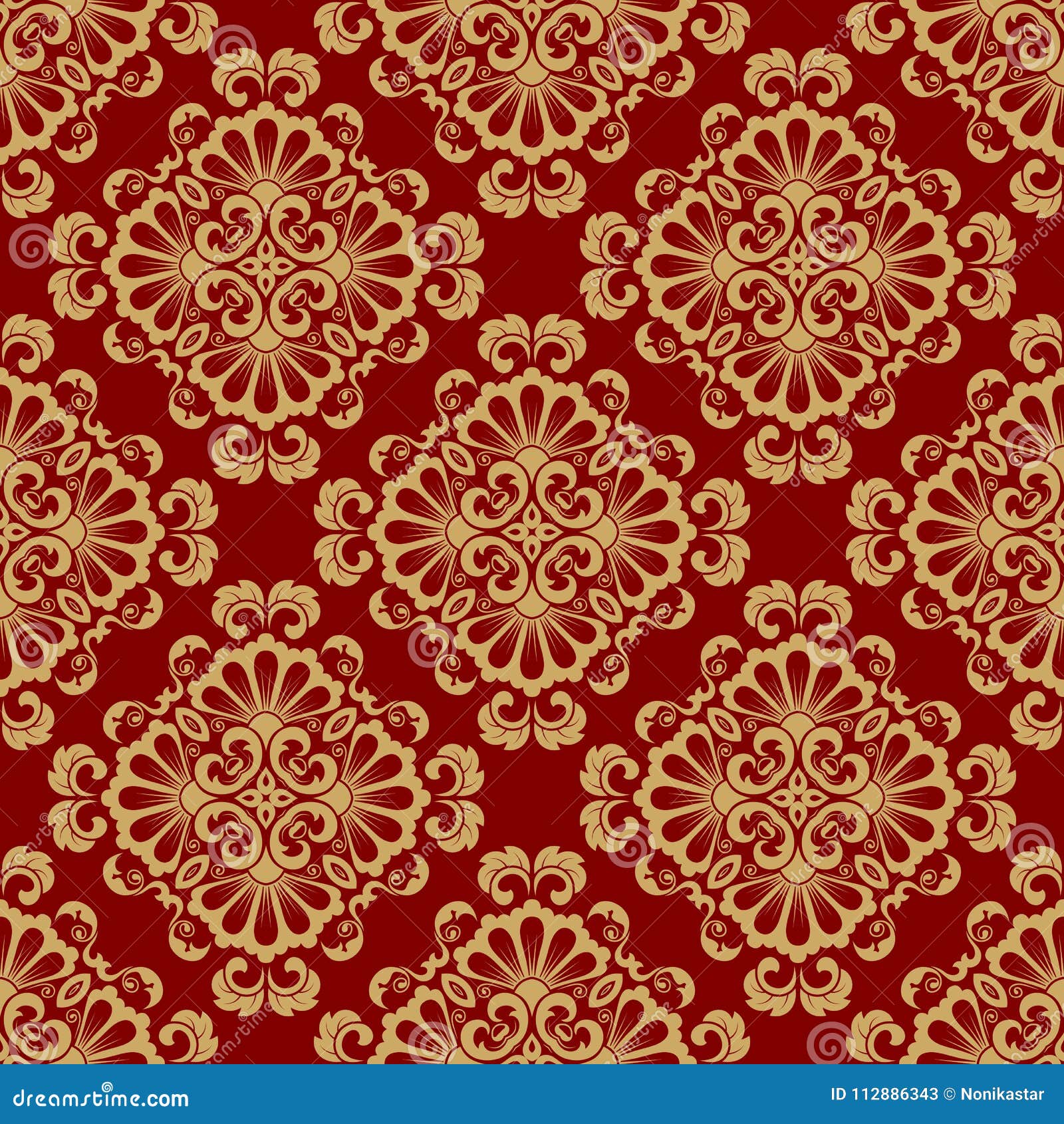 Damask seamless pattern stock vector. Illustration of classic - 112886343