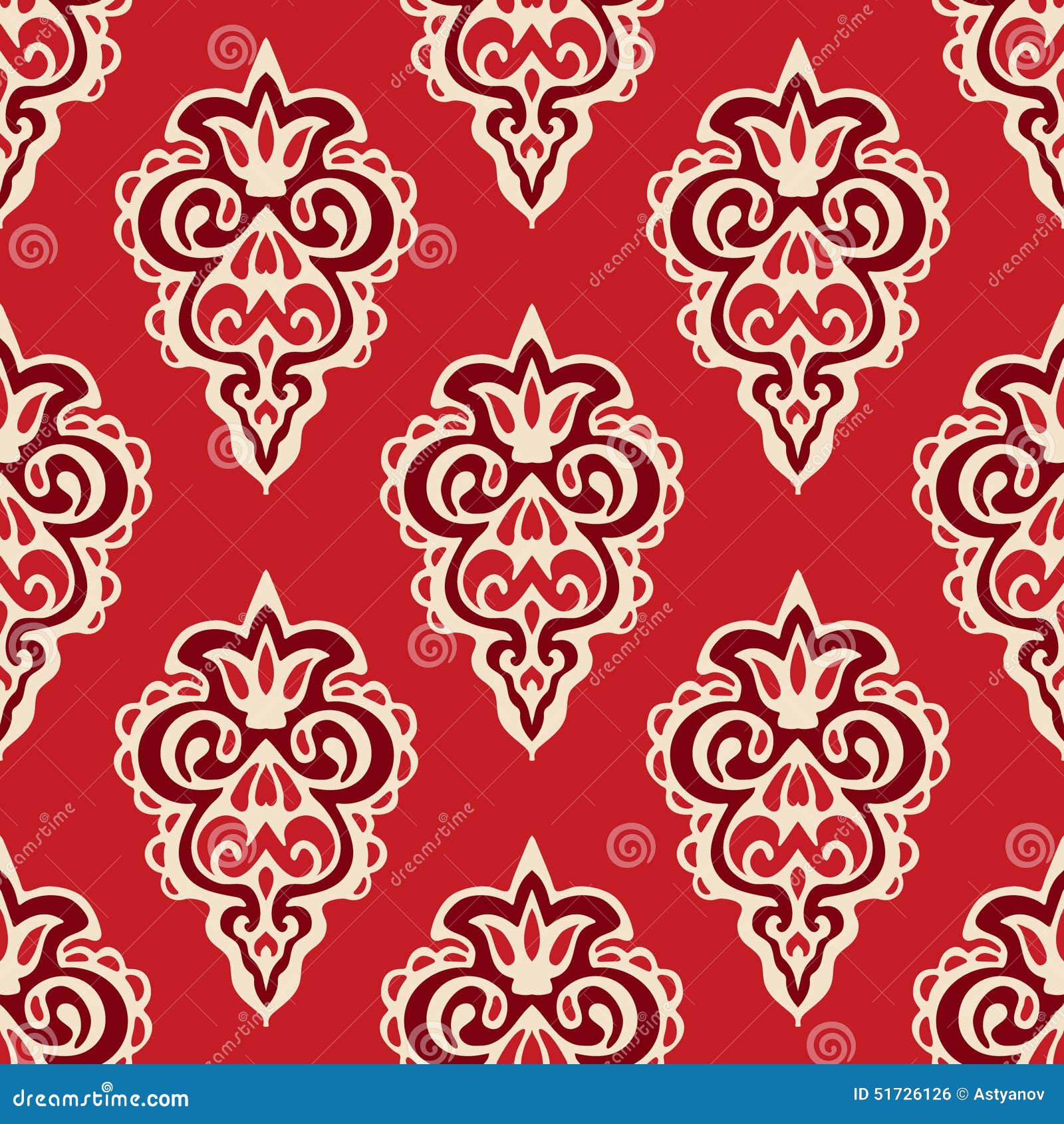 Damask Seamless Vector Pattern Florish Stock Vector - Illustration of ...