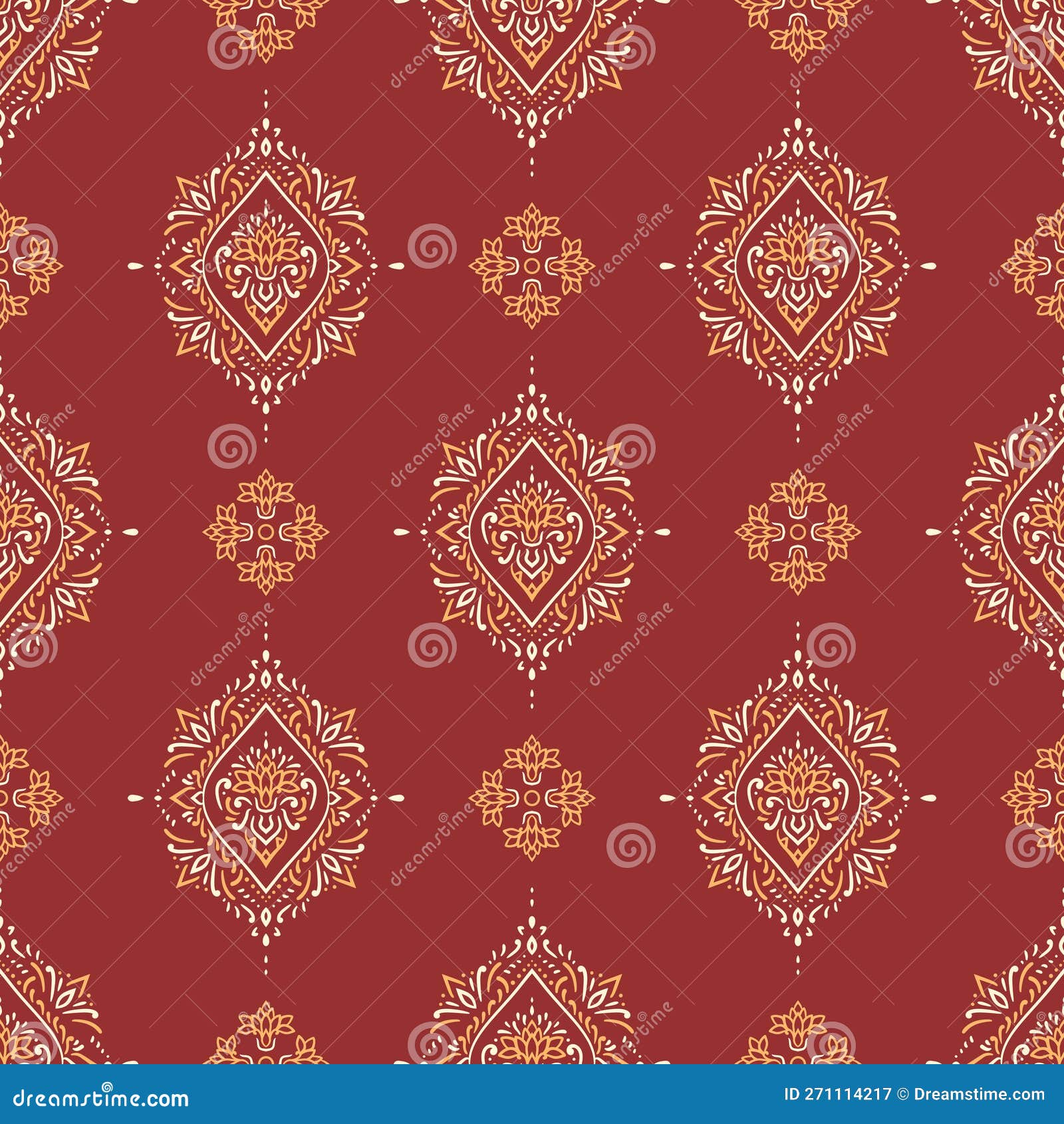 Damask Seamless Vector Red Pattern Stock Vector - Illustration of silk ...