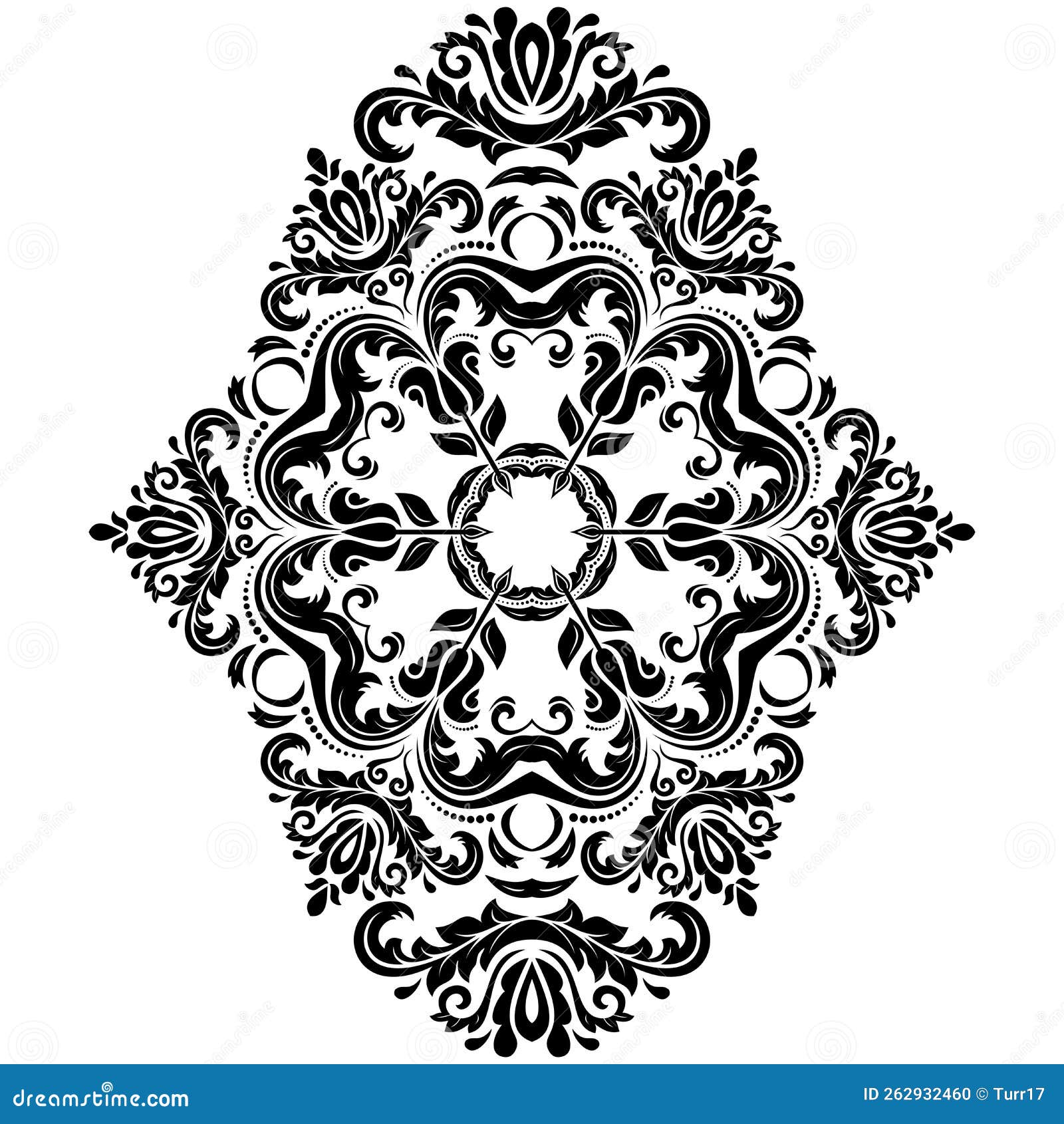 Damask Vector Background with Arabesques in Oriental Style Stock Illustration - Illustration of ...