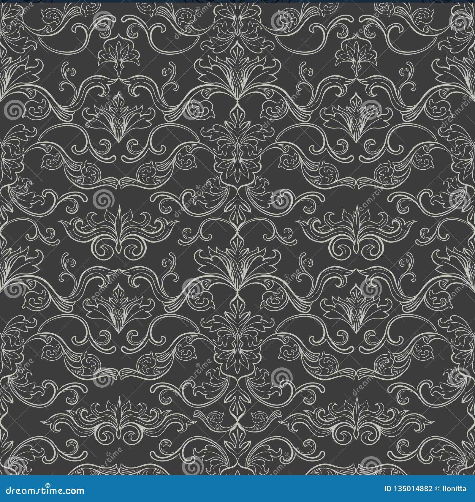 Damask Vector Vintage Seamless Pattern Stock Vector - Illustration of ...