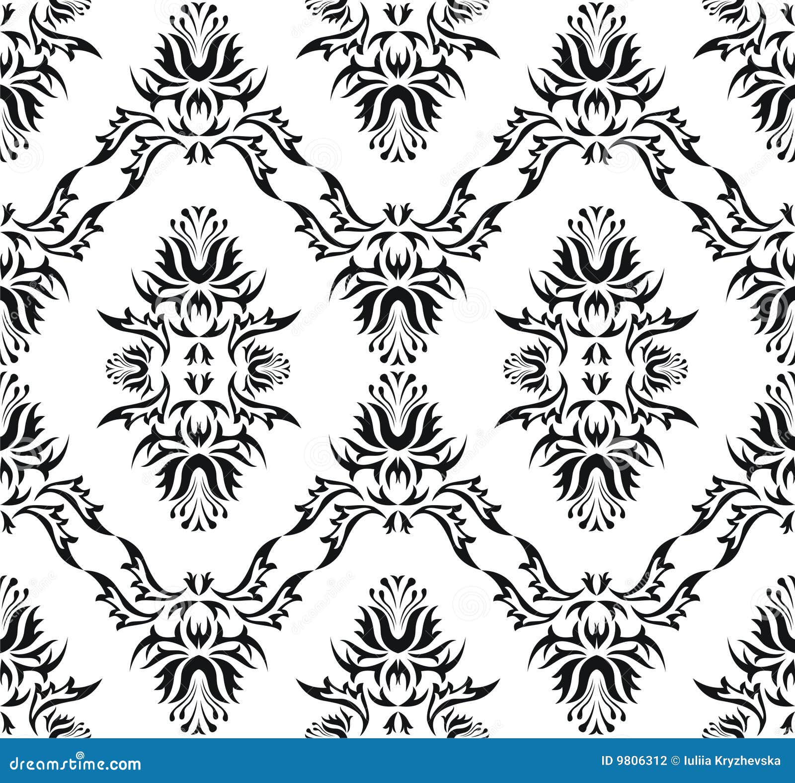 Damask (Victorian) Seamless Pattern Stock Vector - Illustration of ...