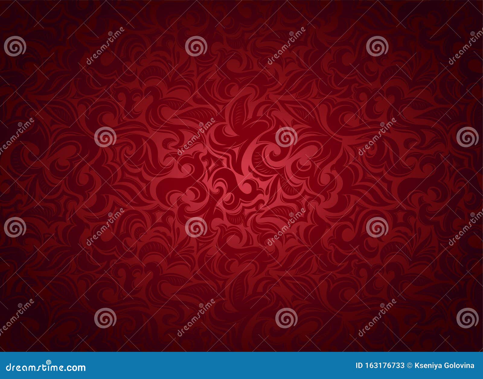 Damask Vintage Red Background with Floral Elements Stock Vector ...