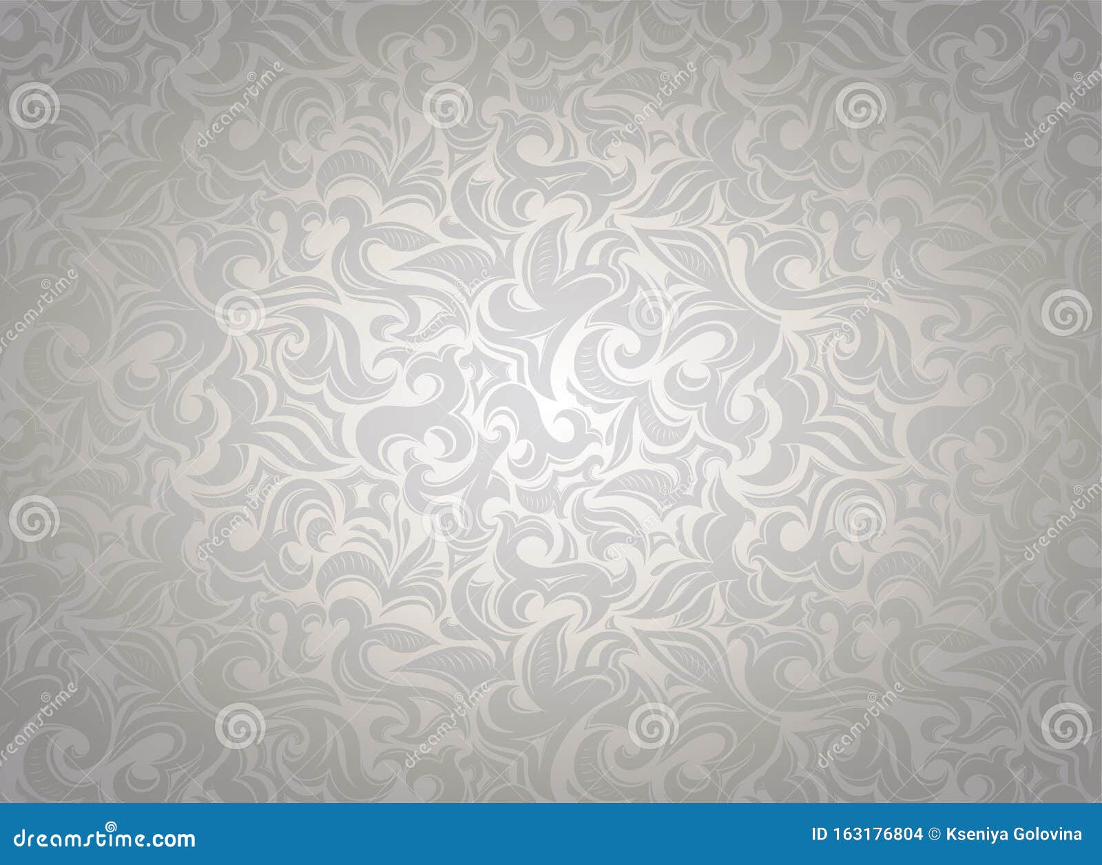 Damask Vintage Silver Background with Floral Elements Stock Vector ...
