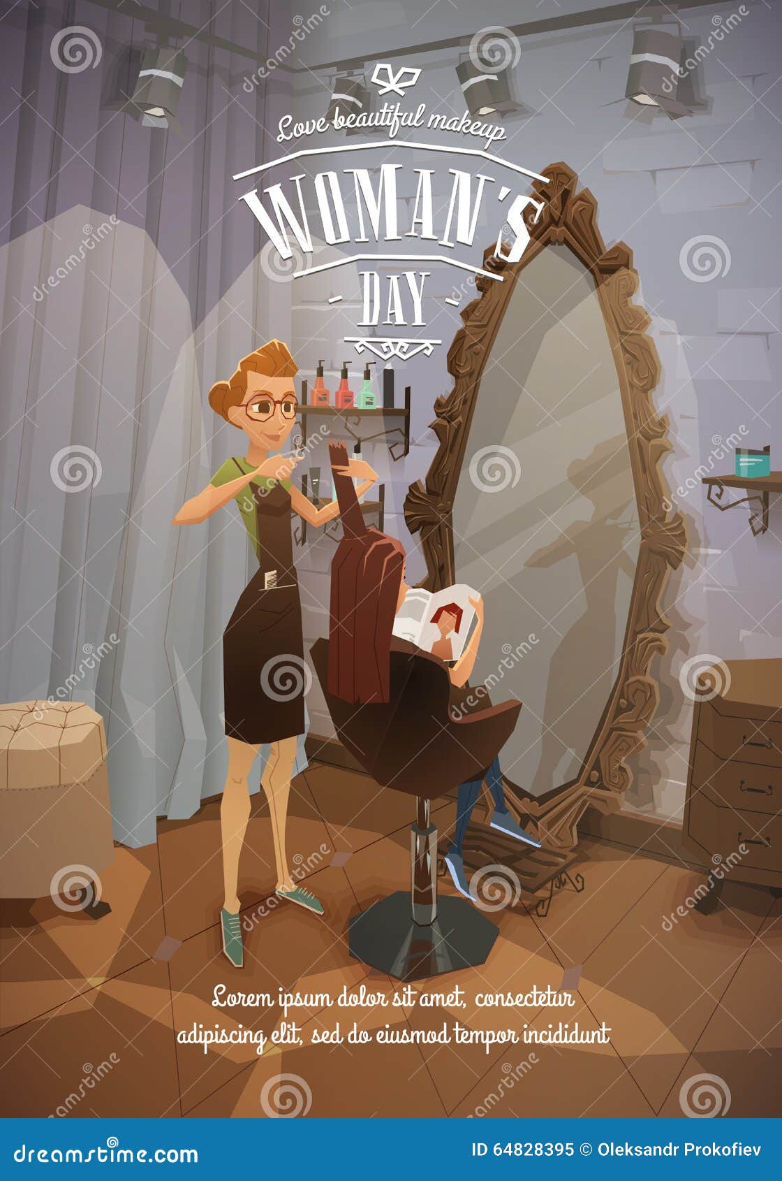 Dame bij de kapper vector illustratie. Illustration of moeder - 64828395