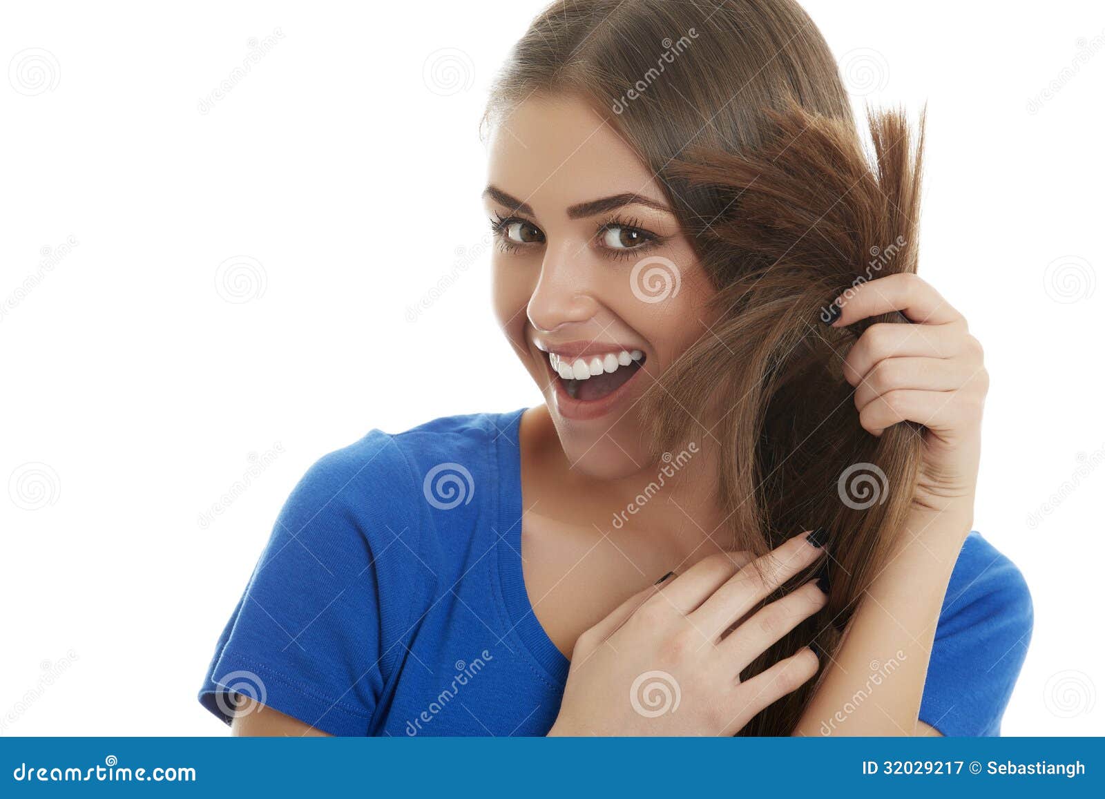 Dame De Sourire Avec De Longs Cheveux Sains Image Stock Image Du