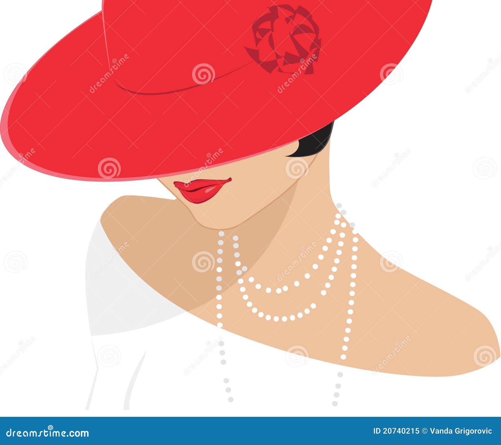 Dame in een rode hoed vector illustratie. Illustration of vector - 20740215