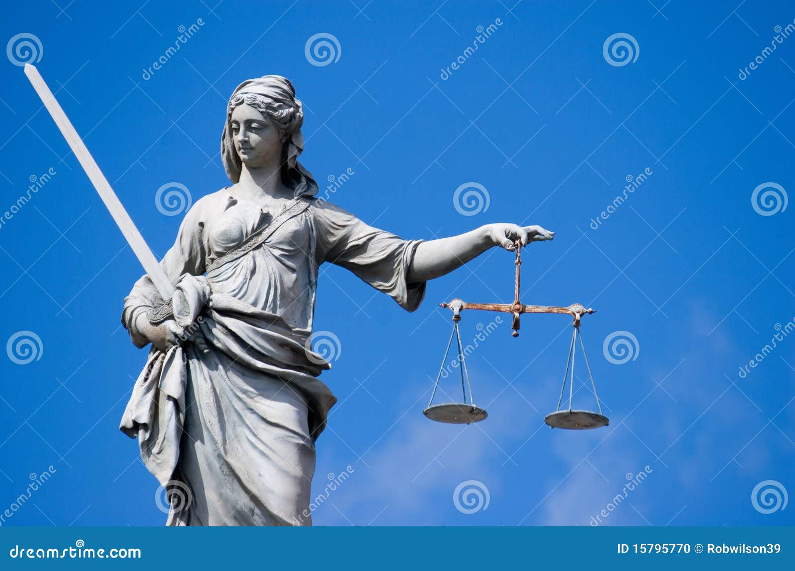Dame Justice stock foto. Image of standbeeld, zwaard - 15795770