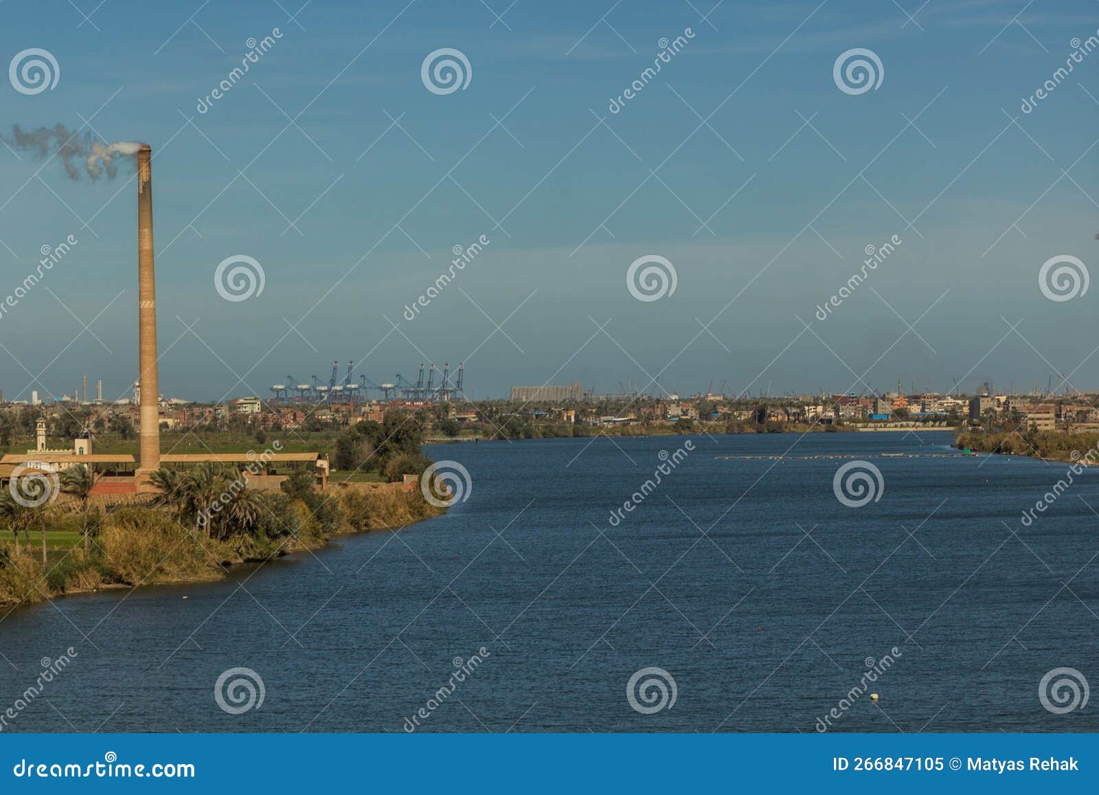 Damietta Branch of the Nile Delta, Egy Stock Image - Image of river ...