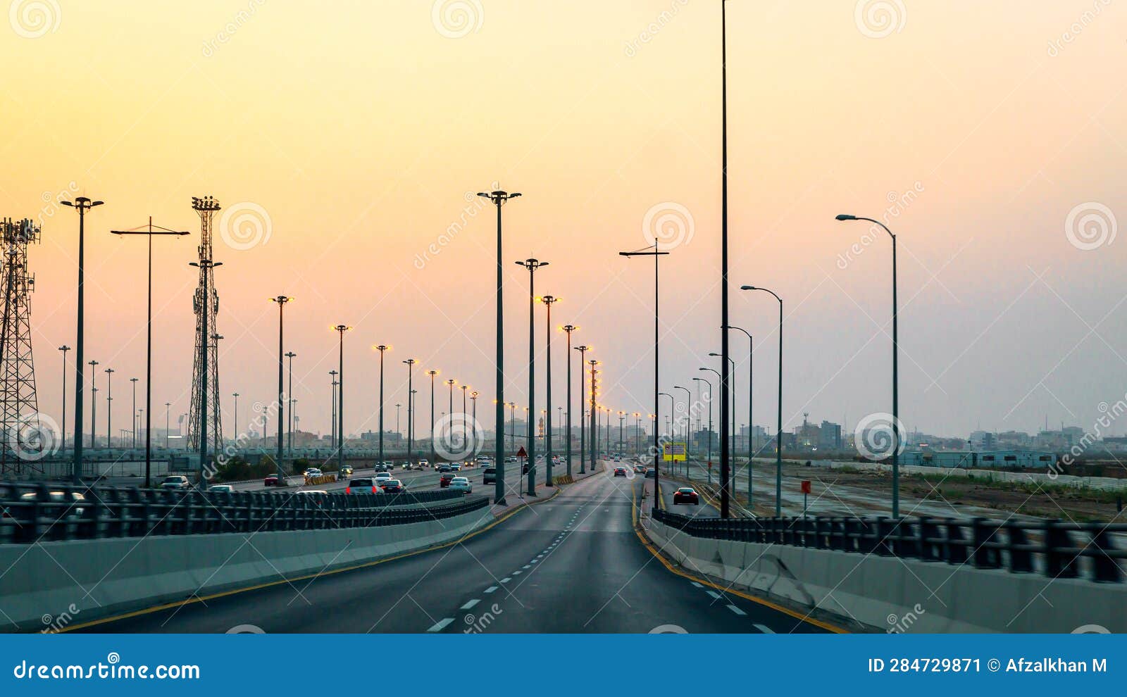 Dammam - Khobar Highway Road View- Saudi Arabia Stock Image - Image of ...