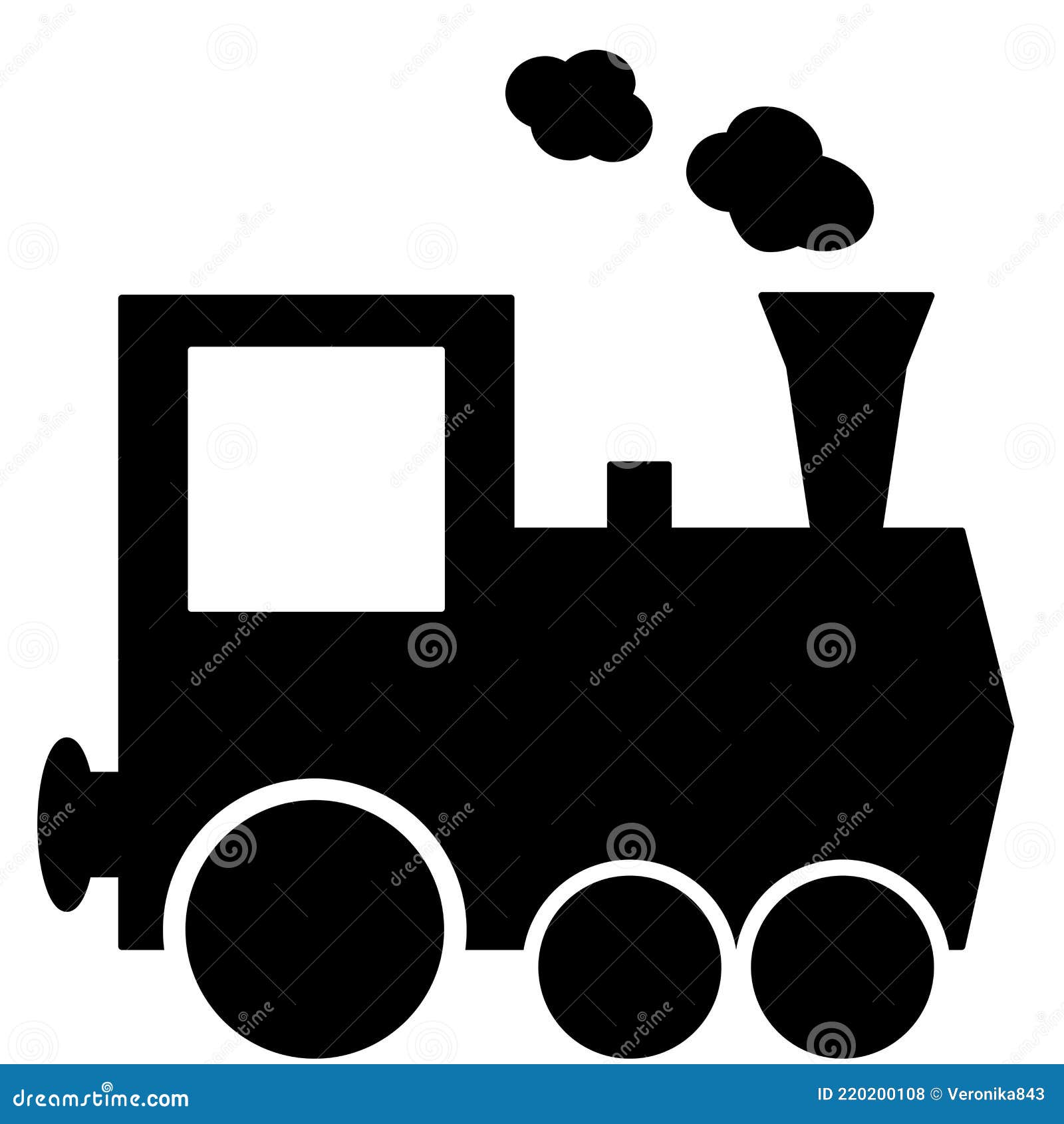 Dampfzug Mit Rauchwolken-Symbol. Silhouette Vektordarstellung Isoliert ... Dampfzug Mit Rauchwolken-Symbol. Silhouette Vektordarstellung Isoliert ...
