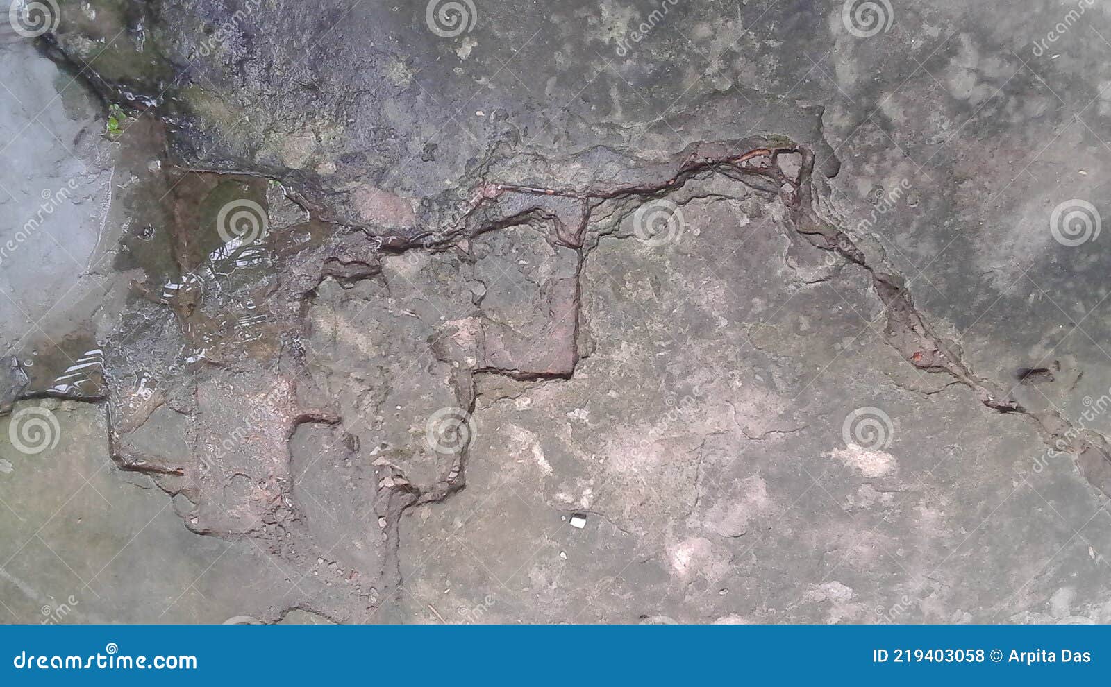 Damping Wall Picture on the Ground Stock Photo - Image of water, ground ...
