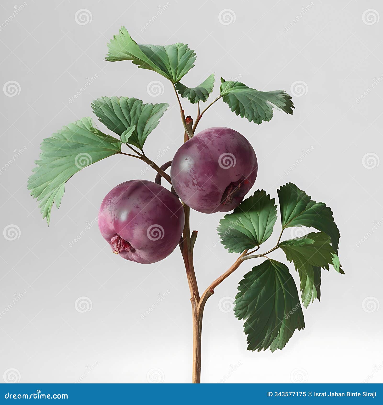 Damson Plums With Leaves Isolated On Light Gray Background Royalty-Free ...