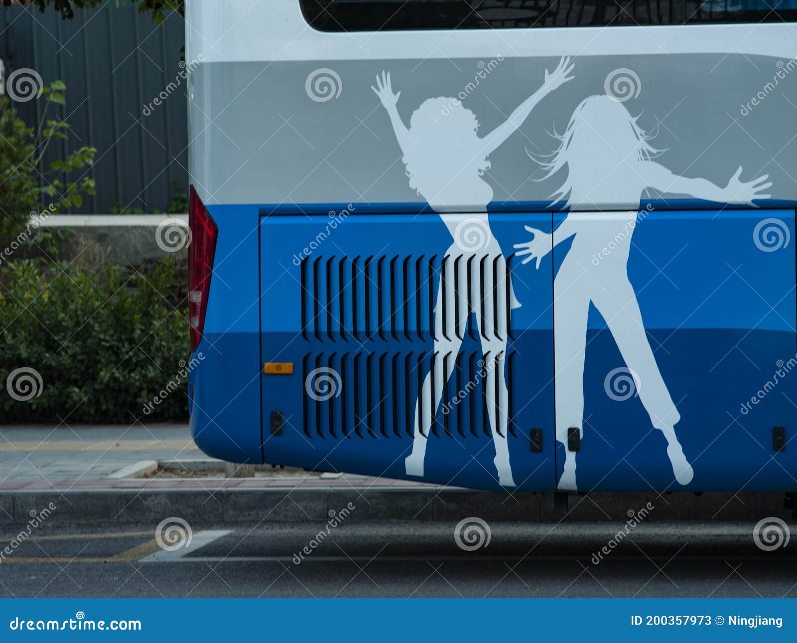Buses with Dancing Patterns on the Street Stock Image - Image of side ...