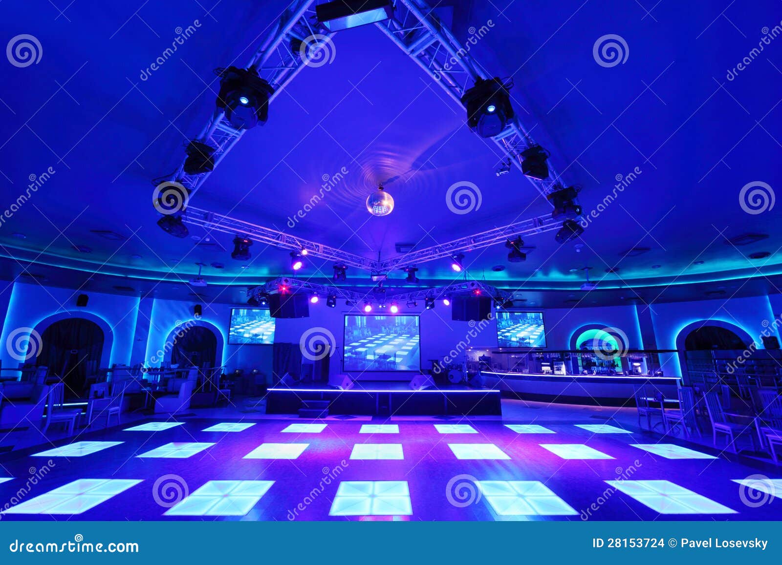Dance Area with Lighting Floorin Cosmodrome Editorial Stock Image ...