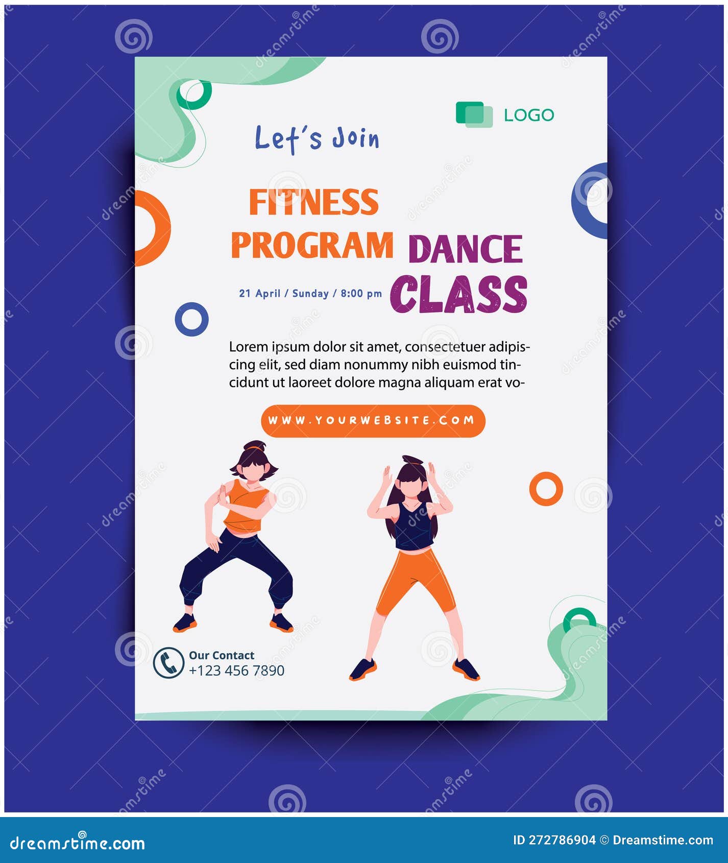 Dance Class, Fitness Program - Flyer Design Stock Vector - Illustration ...