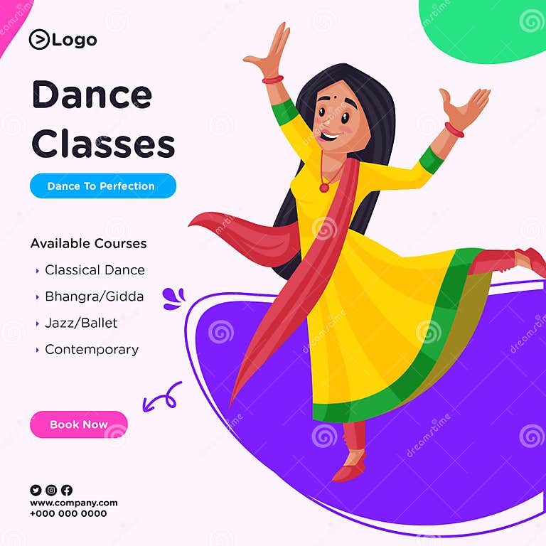 Dance Classes Banner Design Stock Vector - Illustration of hindu ...