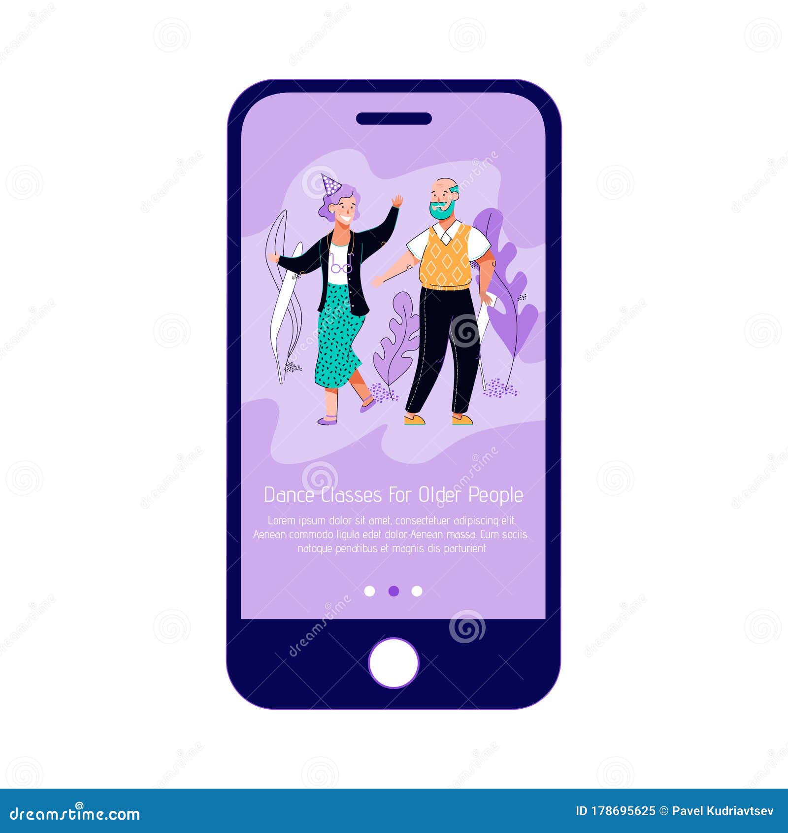 Dance Classes for Older People - Mobile App Interface with Old Couple ...
