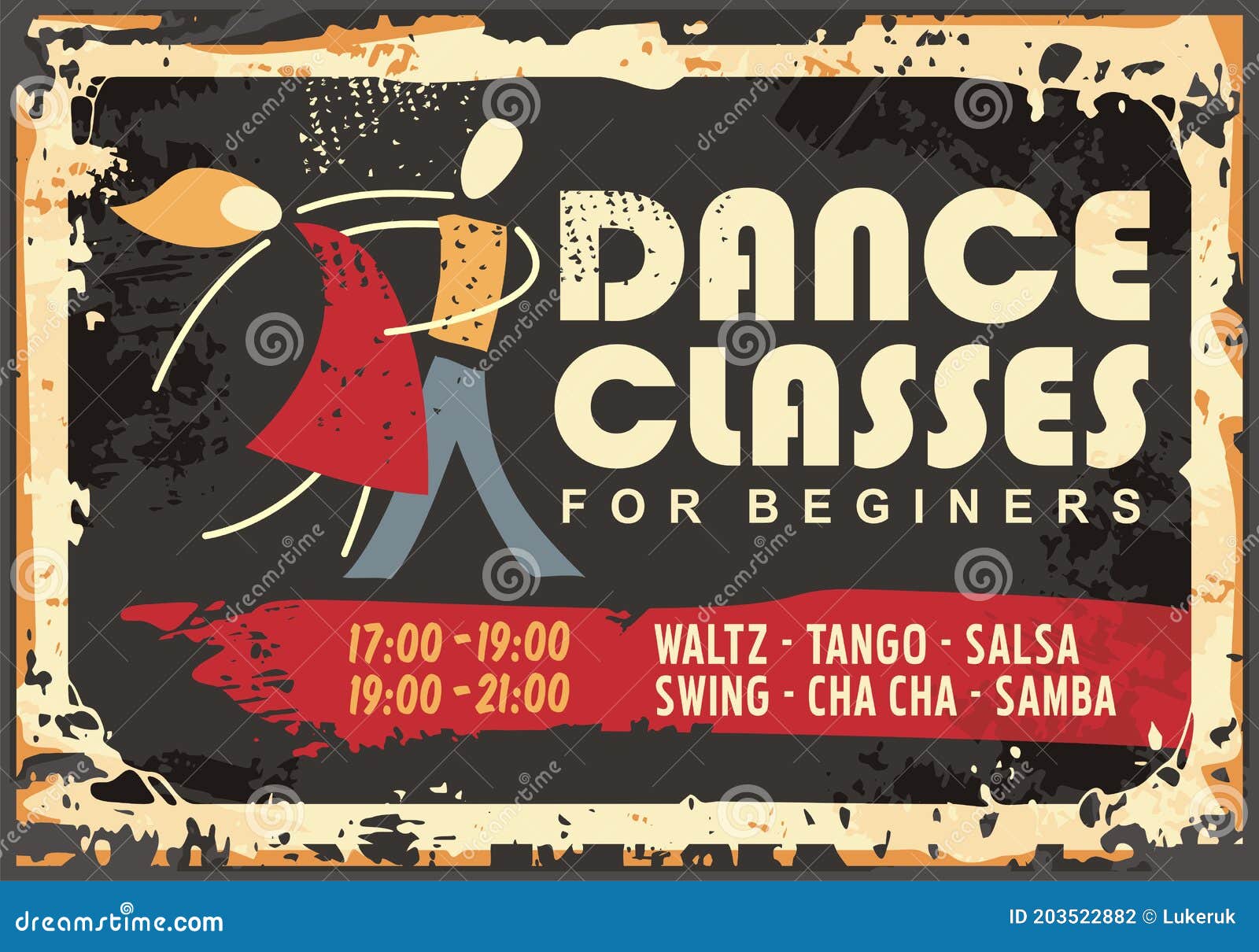 Dance Classes Vintage Sign Post Design Stock Vector - Illustration of ...