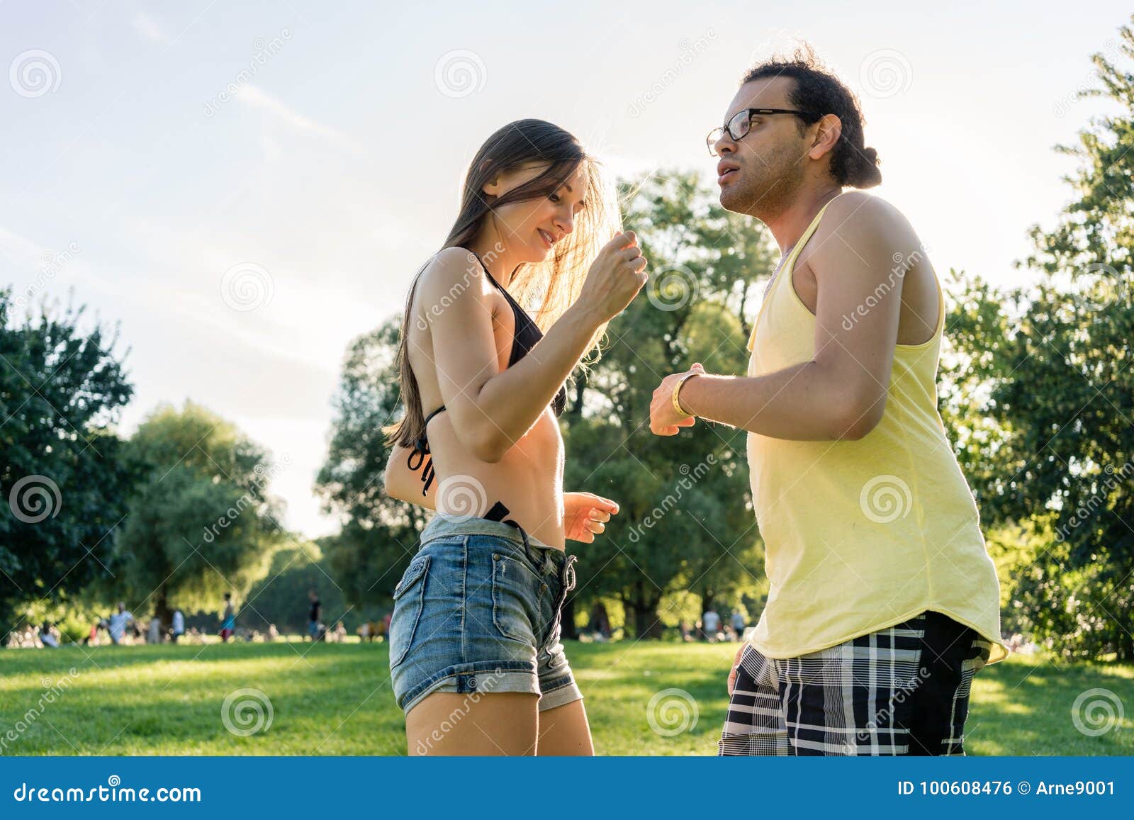 Dance Couple Training Bachata in Park Stock Photo - Image of vitality ...