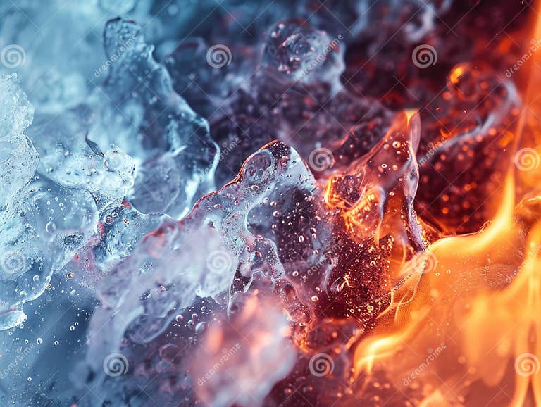 A Dance of Elements, Where Fire Meets Ice Stock Illustration ...