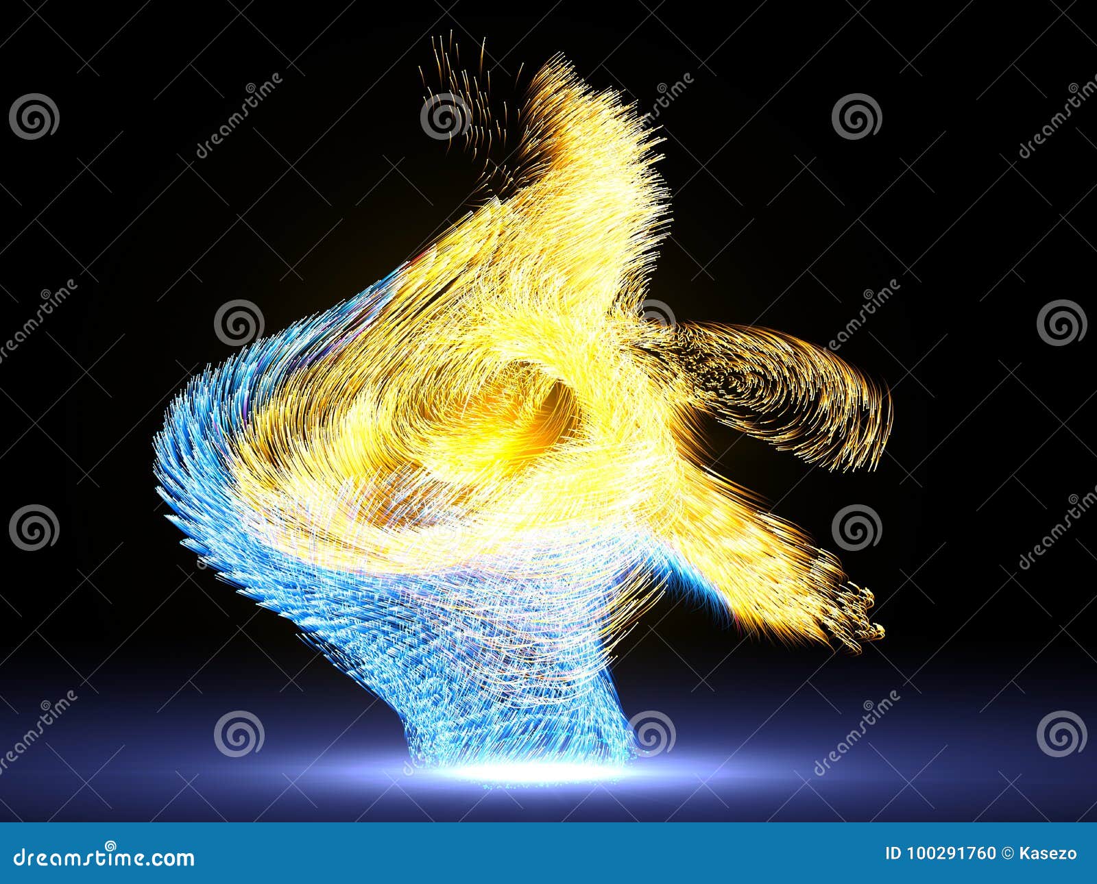 Dance of Energy Particles into Dark. 3d Illustration Stock Illustration ...