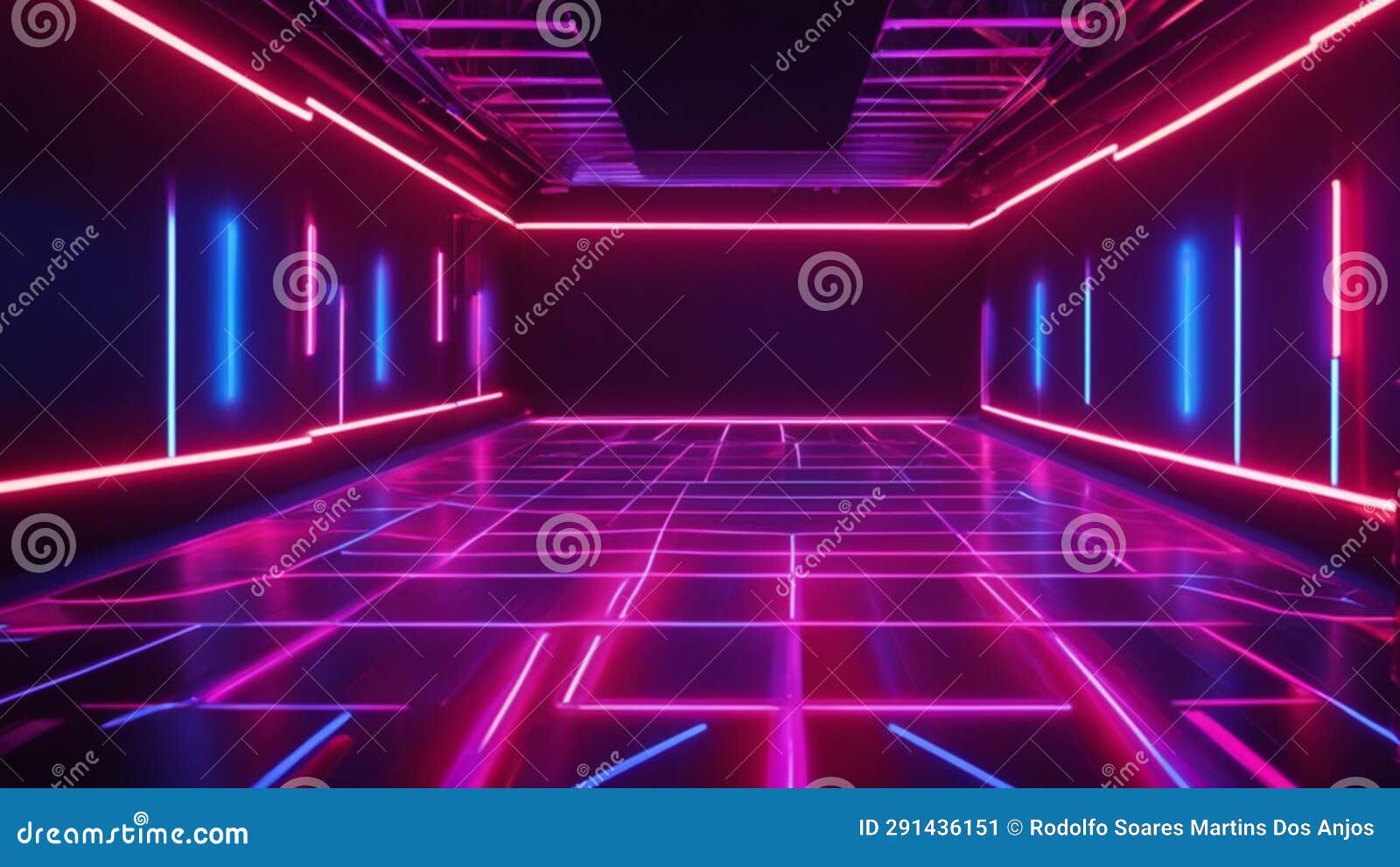 Dance Floor with Purple and Blue Neon Lights Ai Generated Stock ...