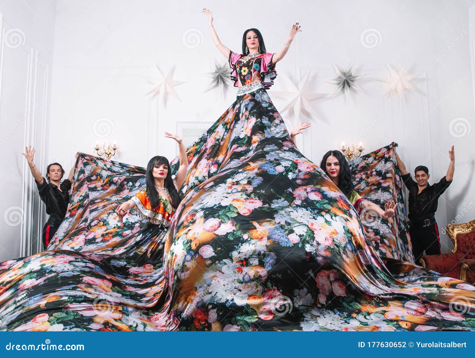 Dance Group Showing the Finale of the Gypsy Dance. Stock Photo - Image ...