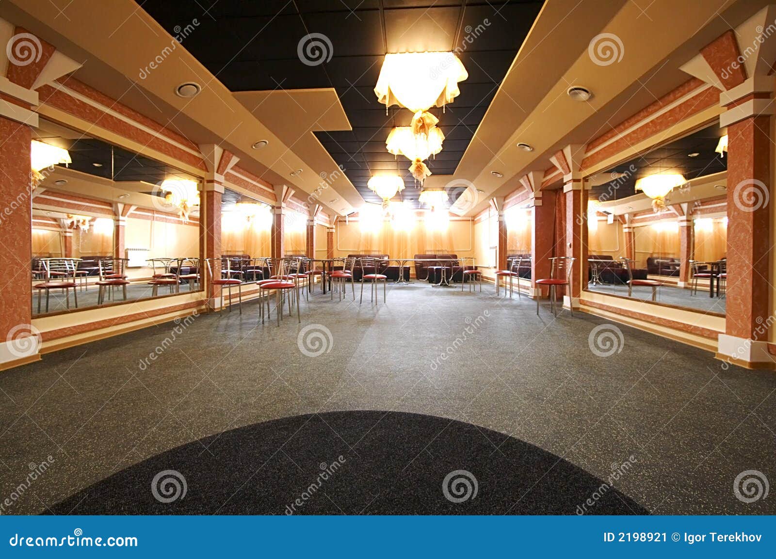 Dance hall with mirrors stock image. Image of light, business - 2198921