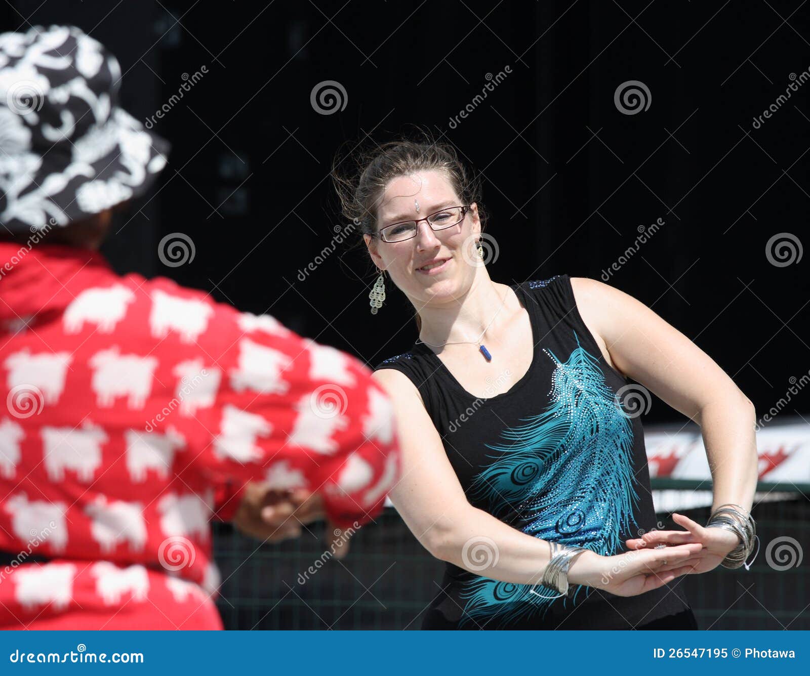 Dance Instructor Teaching Girls To Dance Mobile Dance. Female Team ...
