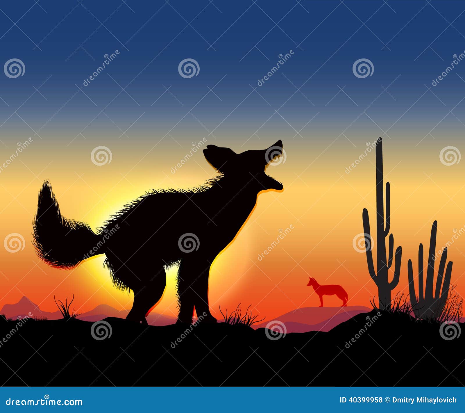 Dance jackal stock vector. Illustration of mexican, cactus - 40399958