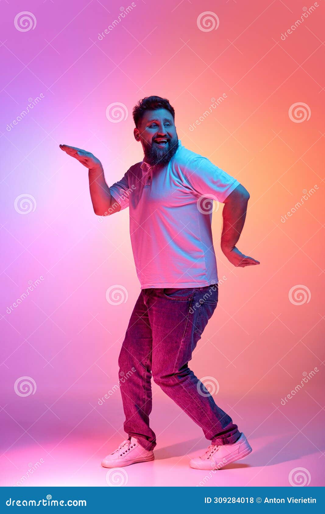 Dance of Joy. Man in Casual Attire Dancing with Joyful Expression in ...