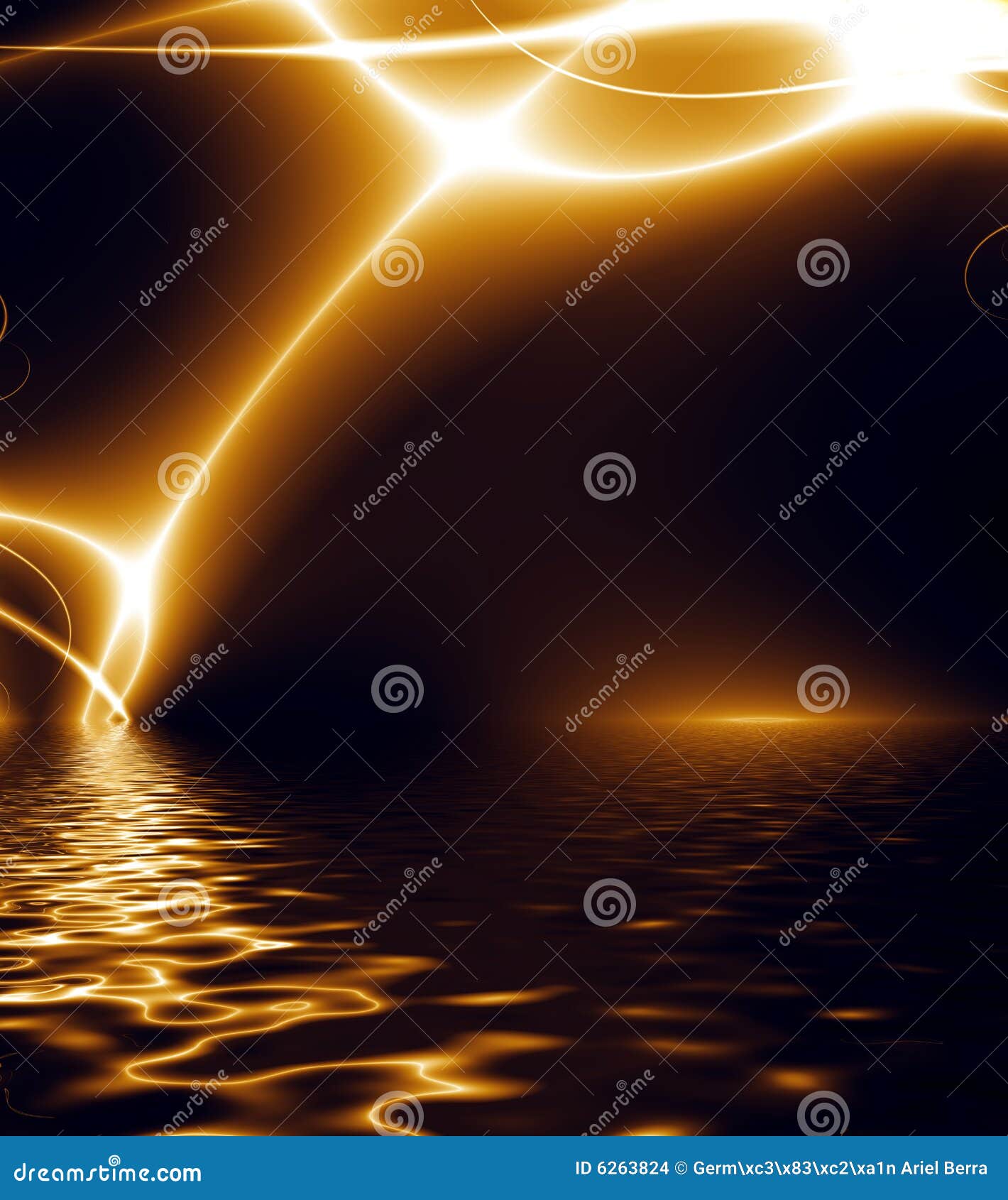 Dance of Lights Over Water. Stock Illustration - Illustration of ...