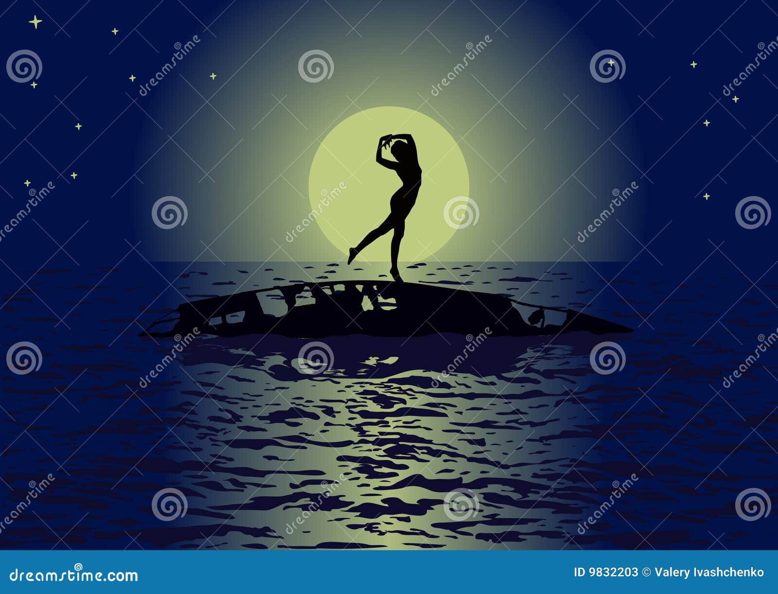 Dance on the Moon stock illustration. Illustration of marine - 9832203