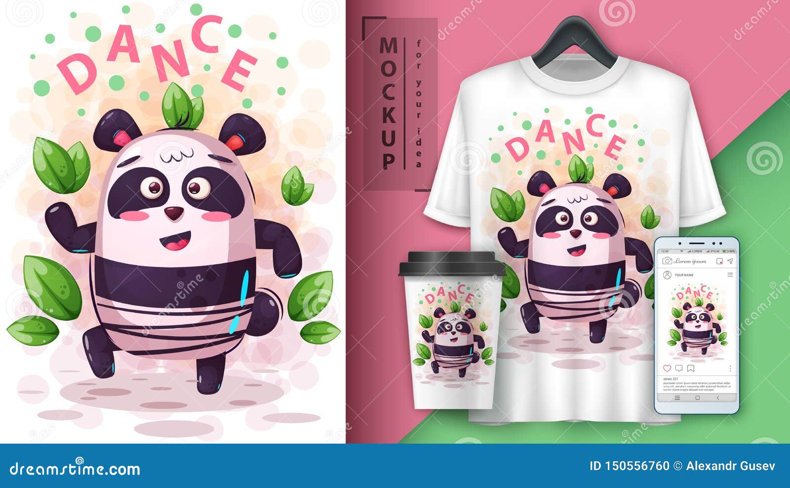 Dance Music Panda - Mockup for Your Idea Stock Vector - Illustration of ...