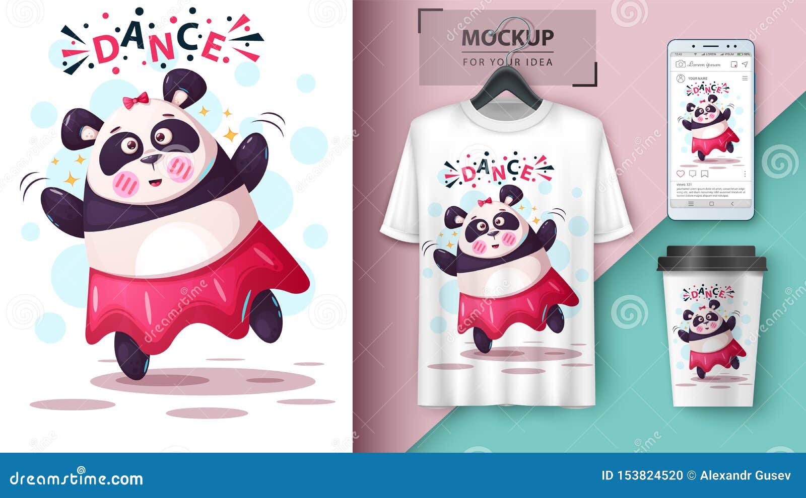 Dance Panda - Mockup for Your Idea Stock Vector - Illustration of cute ...