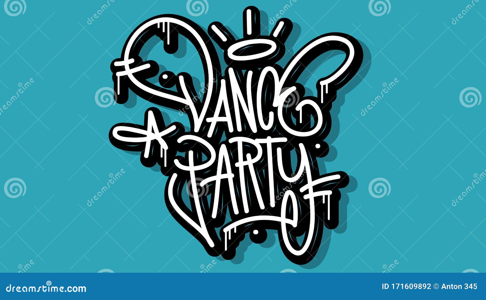 Dance Party Hand Lettering Calligraphic Vector Sticker Design. Stock ...