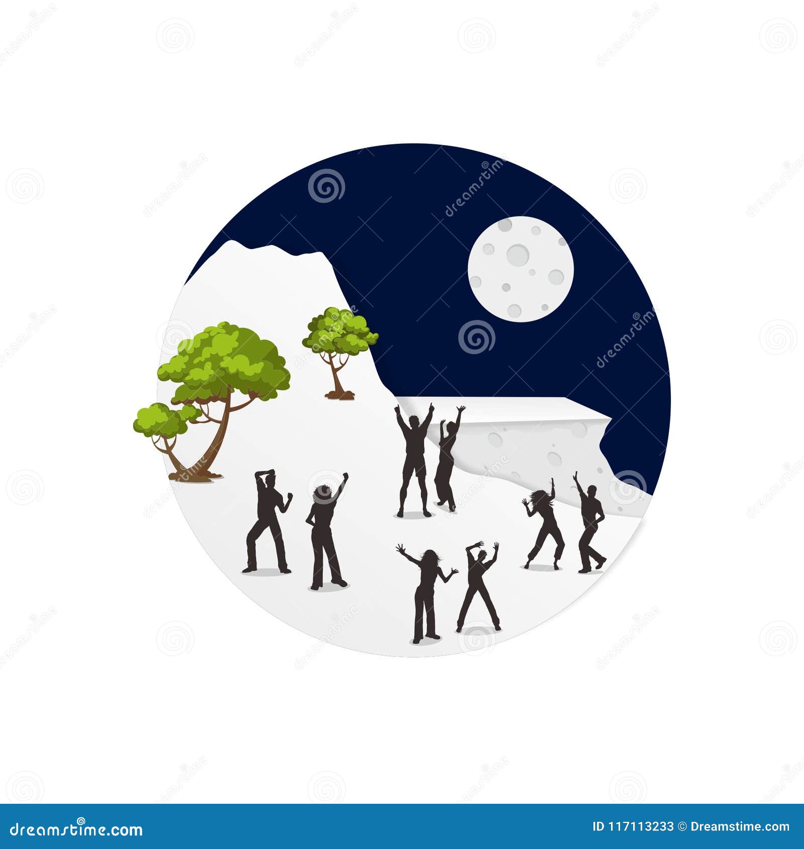 A dance party on the moon stock illustration. Illustration of magic ...