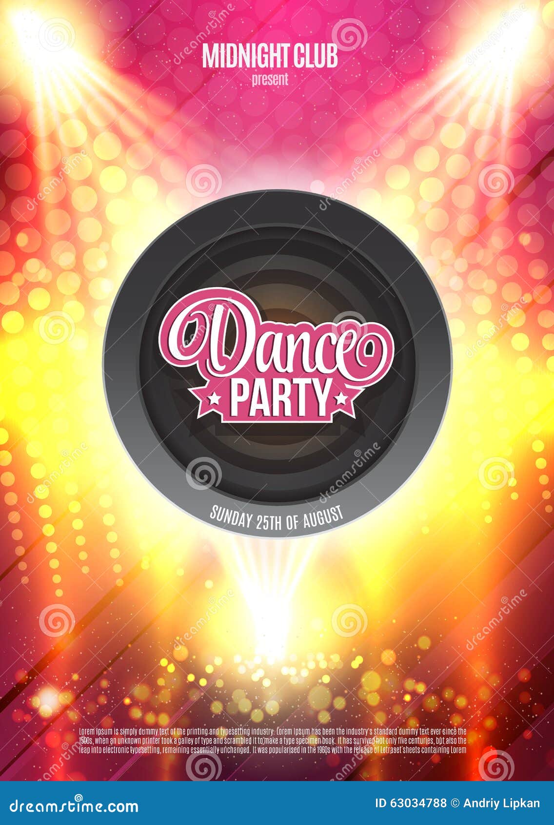 Dance Party Night Poster Background Template - Vector Illustration ...