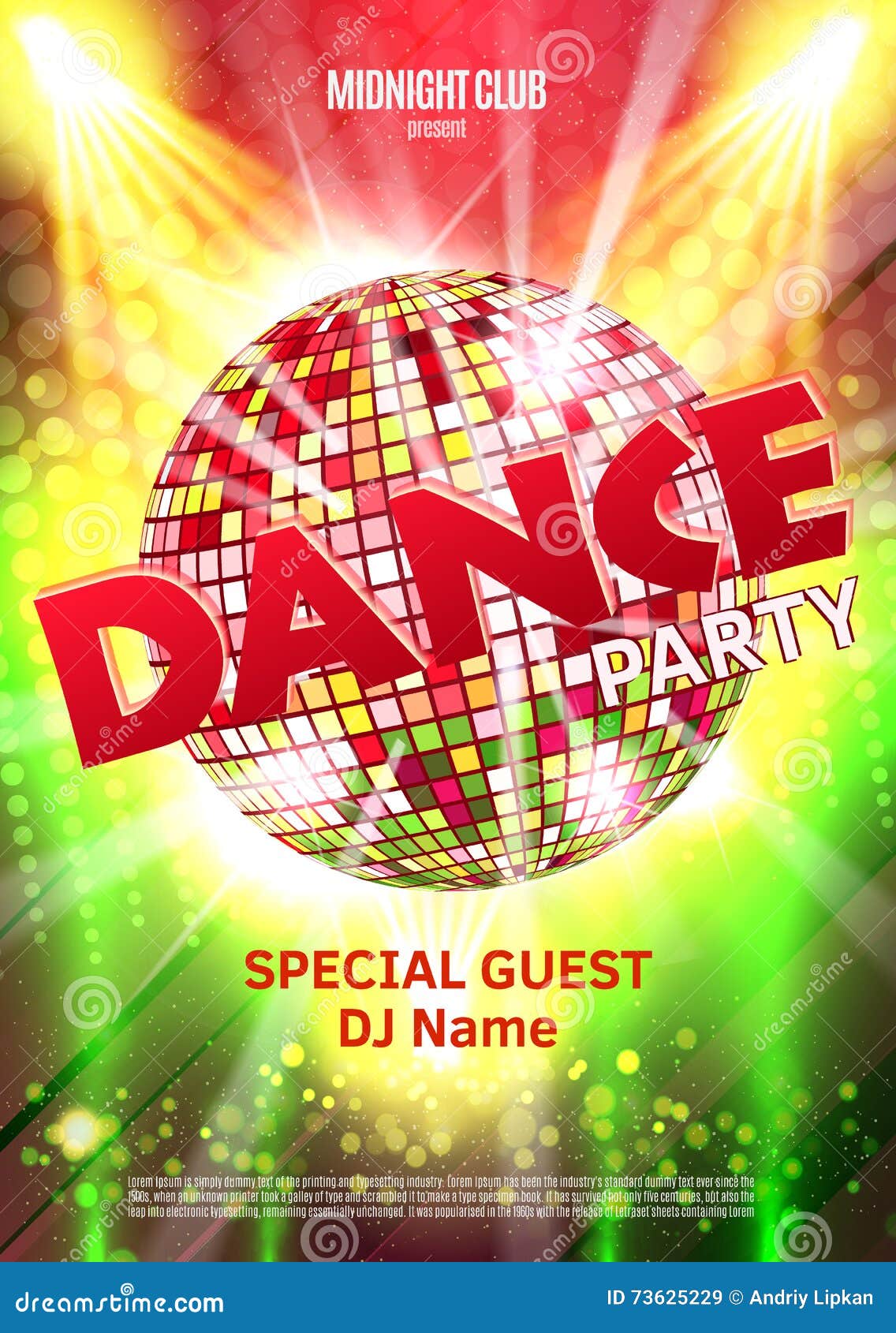 Dance Party Poster Background Template - Vector Illustration. Disco ...
