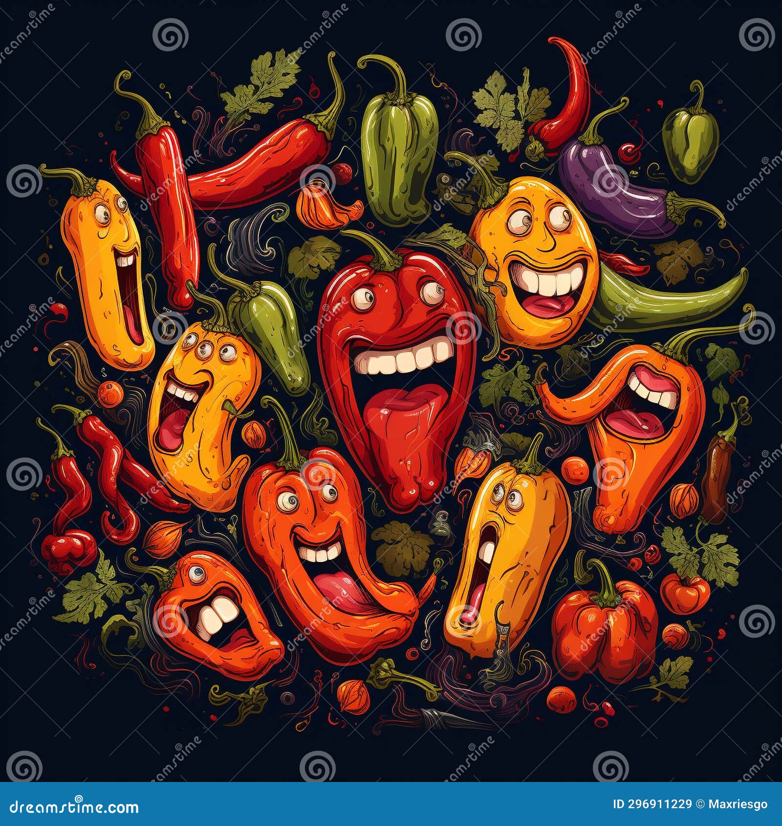 Dance Peppers in Illustration Very Spicy and Happy Stock Illustration ...