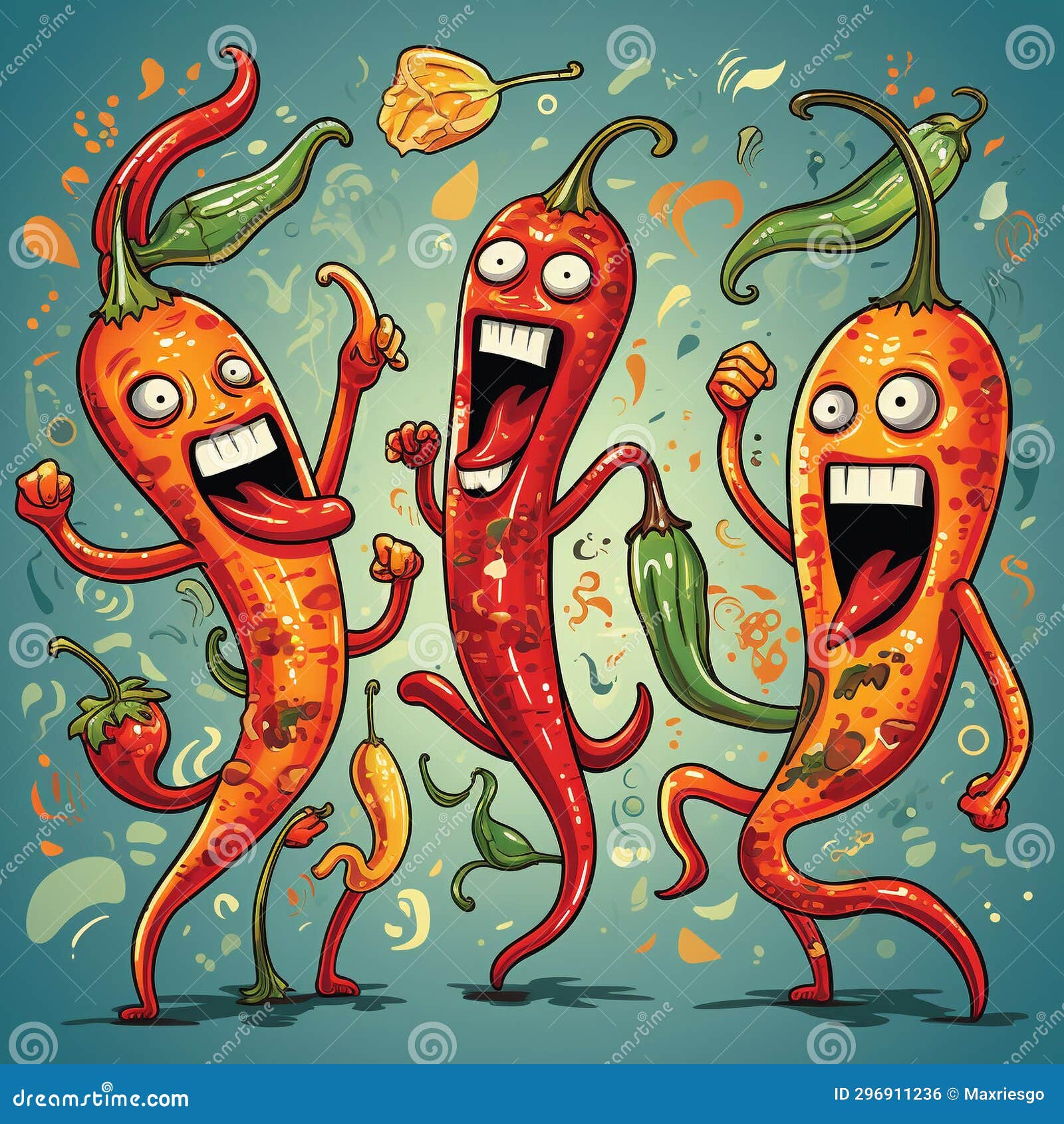 Dance Peppers in Illustration Very Spicy and Happy Stock Illustration ...