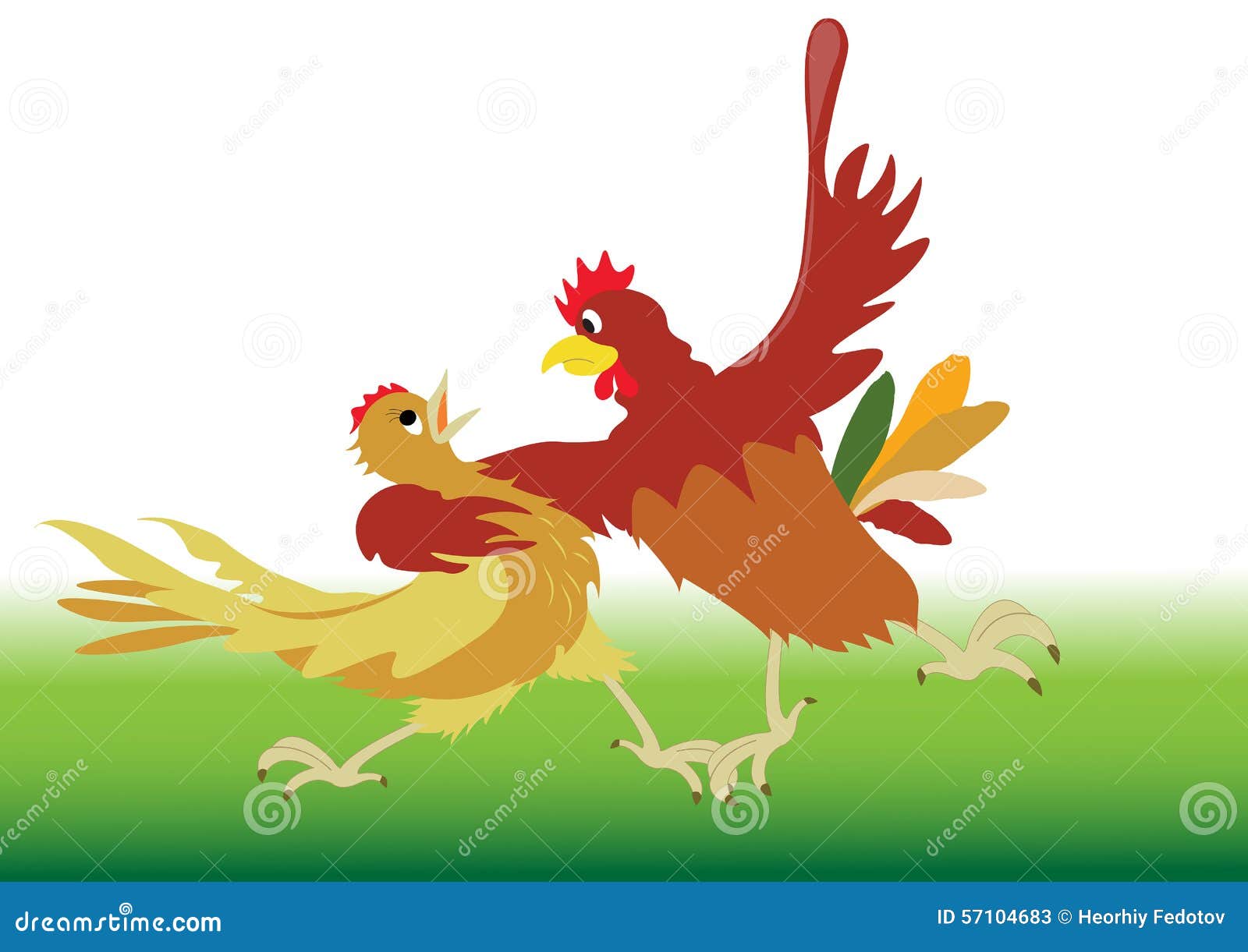 Dance Performed by the Rooster and Hen Stock Vector - Illustration of ...