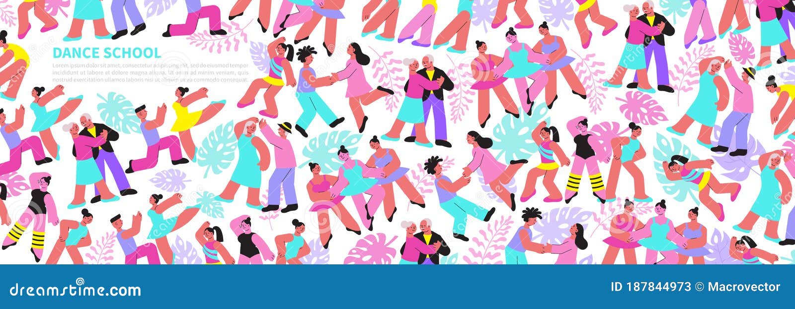 Dance School Flat Pattern stock vector. Illustration of dancing - 187844973