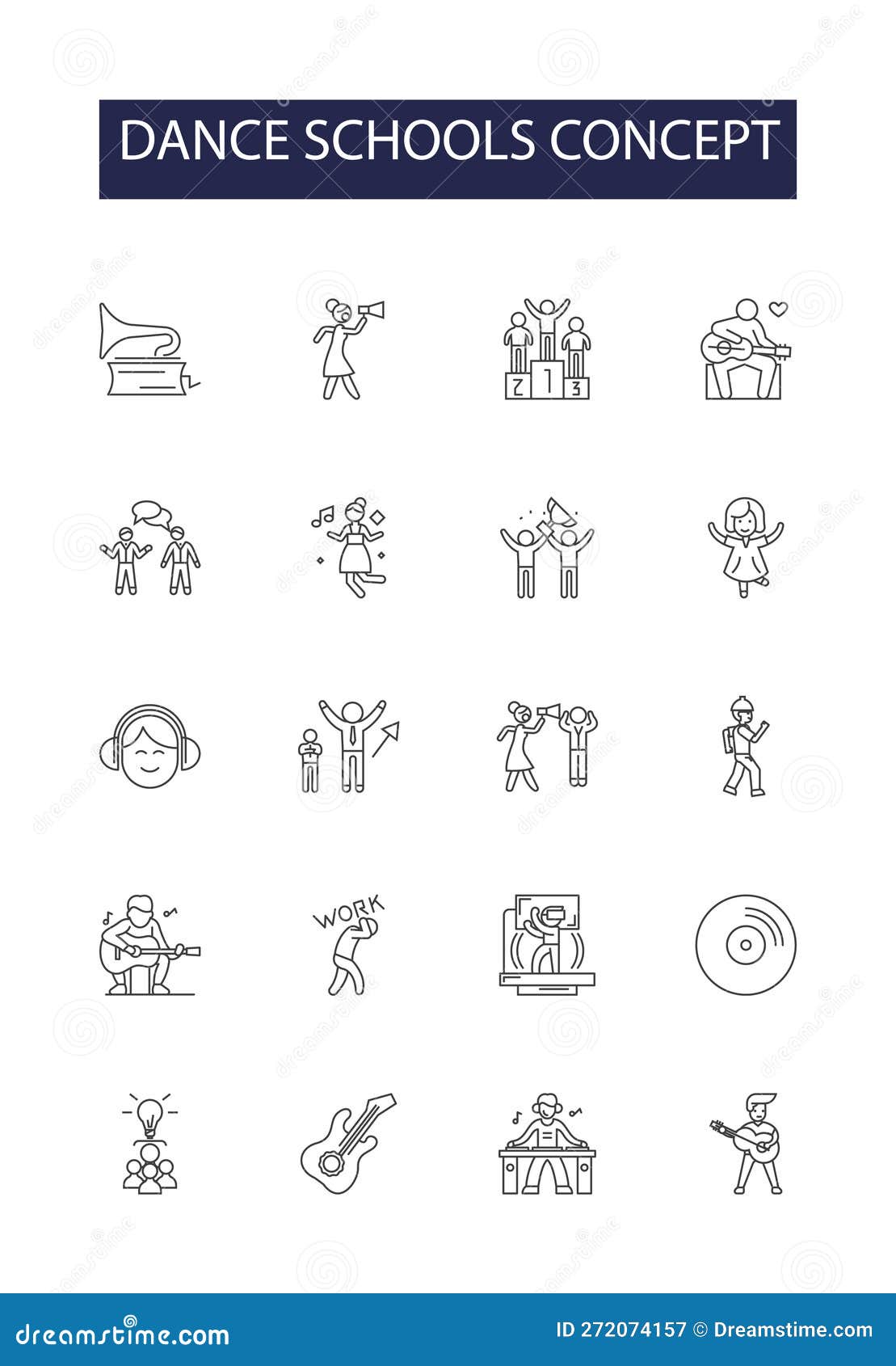 Dance Schools Concept Line Vector Icons and Signs. Schools, Concept ...