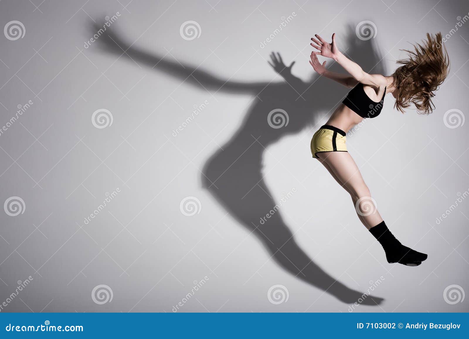 Dance with shadow stock photo. Image of girls, jump, hair - 7103002