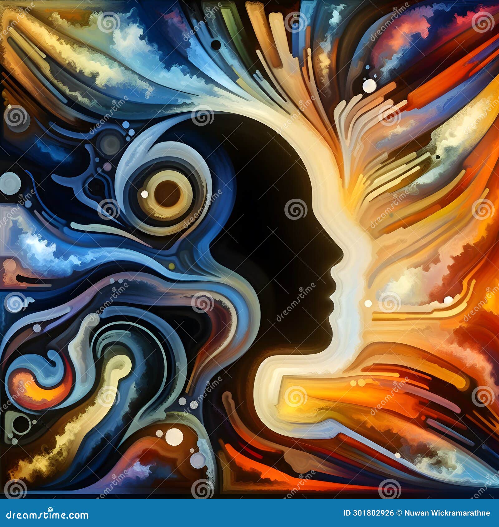 Dance of Shadows: AI Art Reflecting Human Psyche Stock Illustration ...