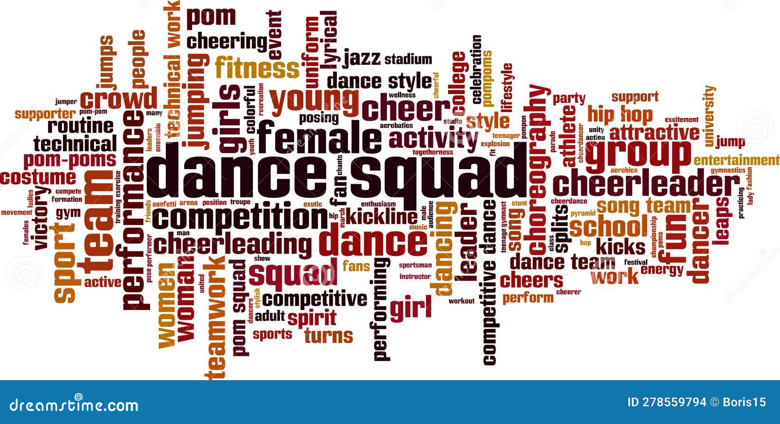 Dance squad word cloud stock vector. Illustration of kickline - 278559794