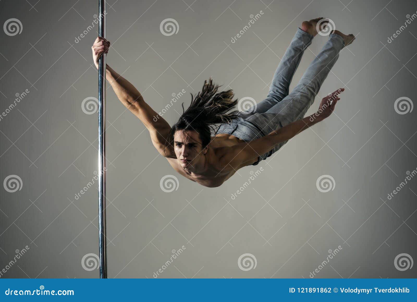 Dance Studio. Dance Studio with Man Training on Pylon. Stock Photo ...