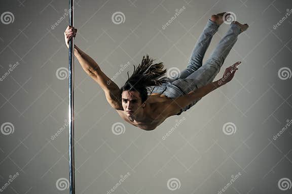 Dance Studio. Dance Studio with Man Training on Pylon. Stock Photo ...